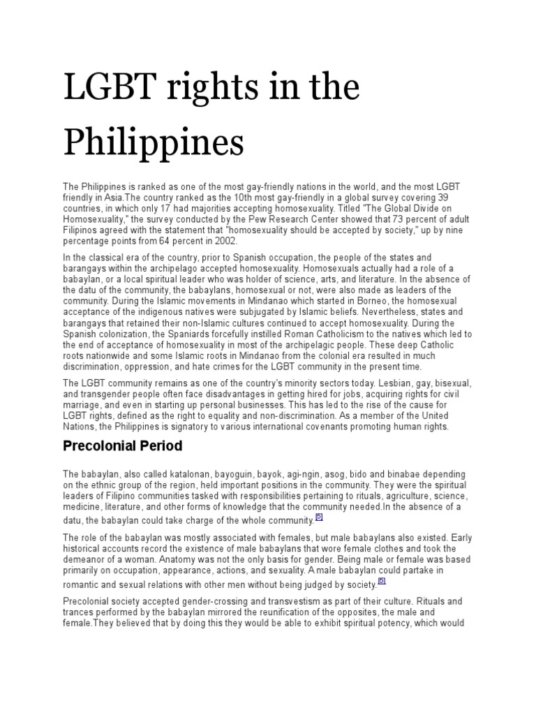 LGBT Rights in The Philippines | PDF | Same Sex Marriage | Gender