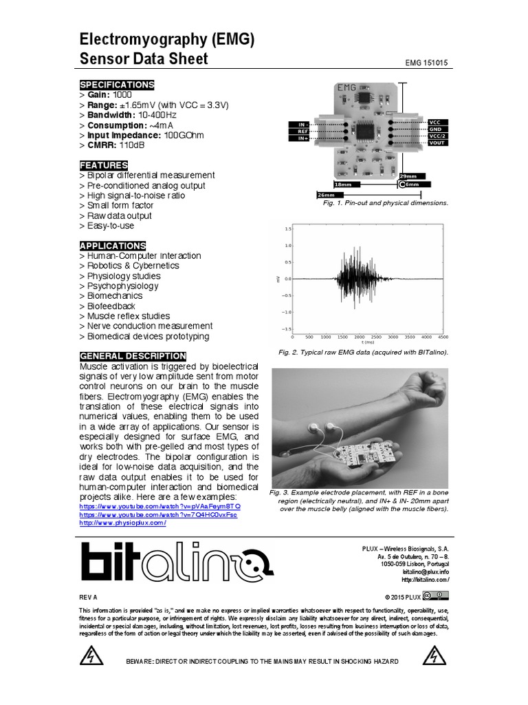 Electromyography (EMG) Sensor Data Sheet | PDF | Electromyography ...