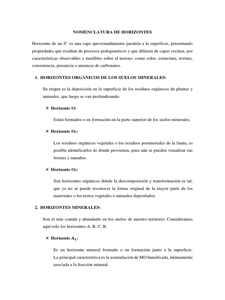 Nomenclatura de Horizontes de Suelo | PDF | Minerales | Suelo
