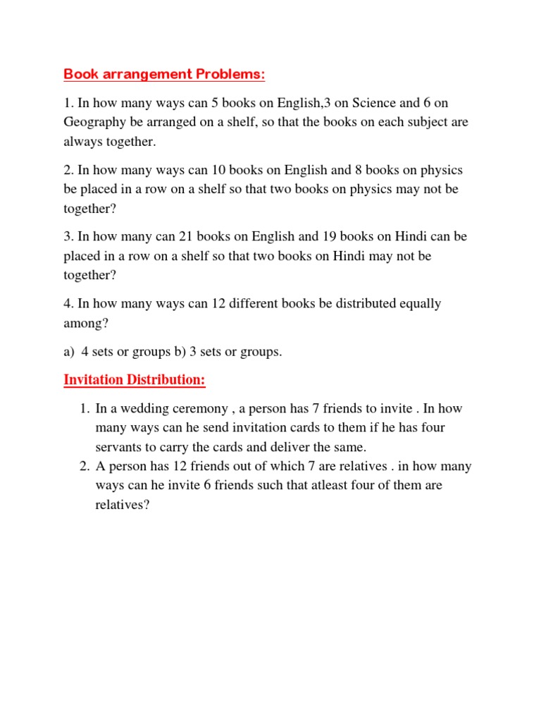 PNC Book Arrangement Problems | PDF