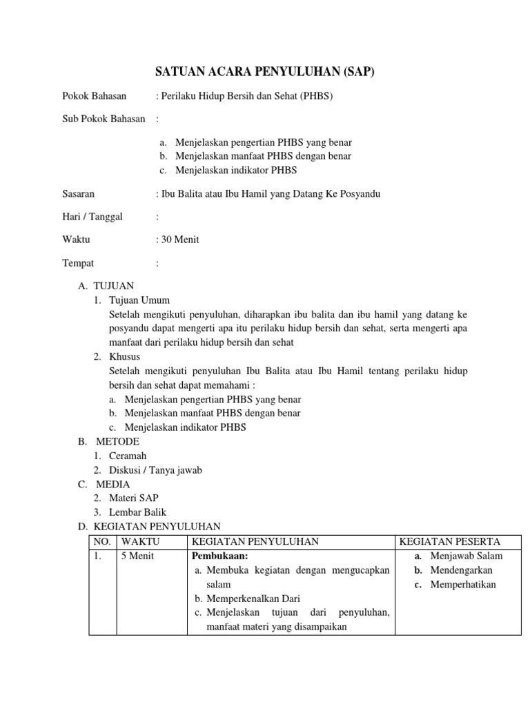 Sap PHBS | PDF | Pengembangan Diri | Gaya Hidup