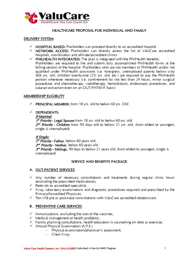 HMO Proposal For Individual Family Account | PDF | Dentist | Dentistry