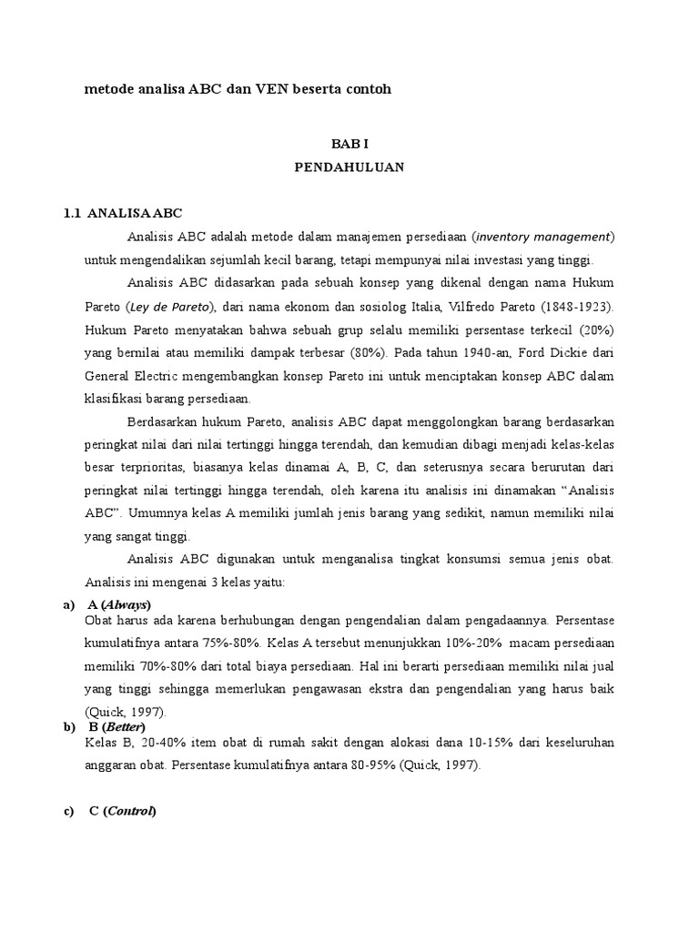 Metode Analisa ABC Dan VEN Beserta Contoh | PDF