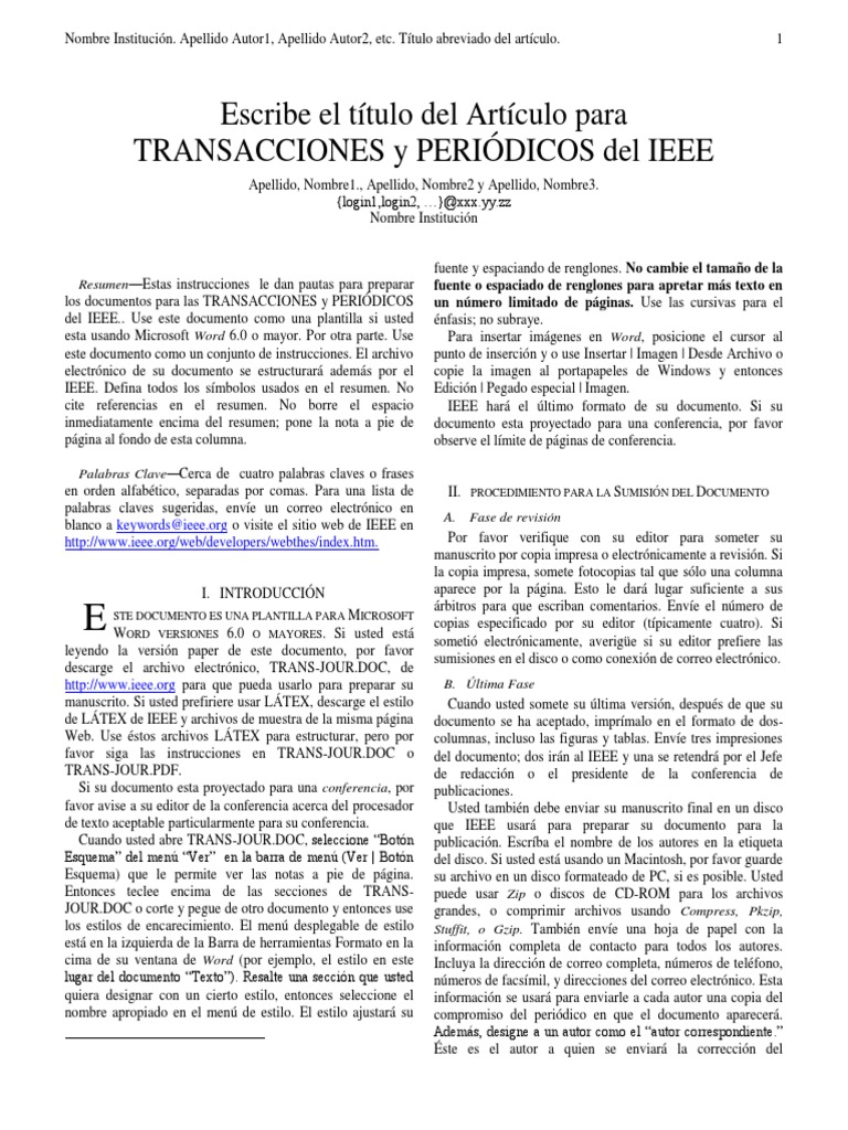 07 Plantilla IEEE Explicada Español | PDF | Comillas | Soporte