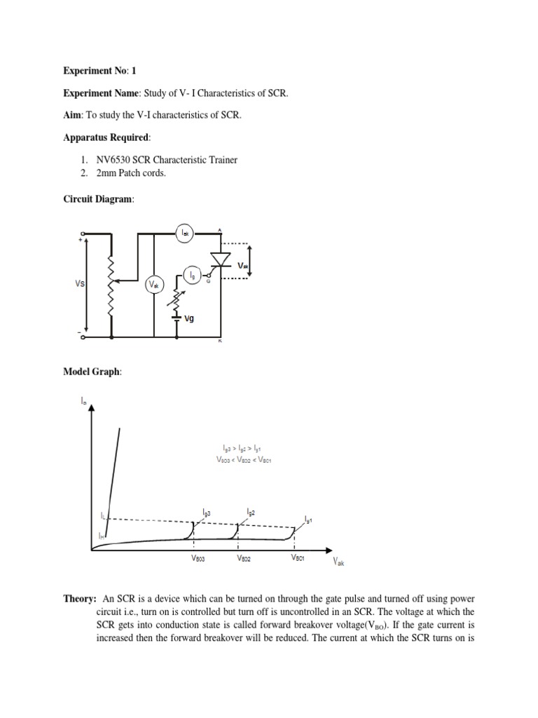 SCR V-I Characteristics Study | PDF | Science & Mathematics