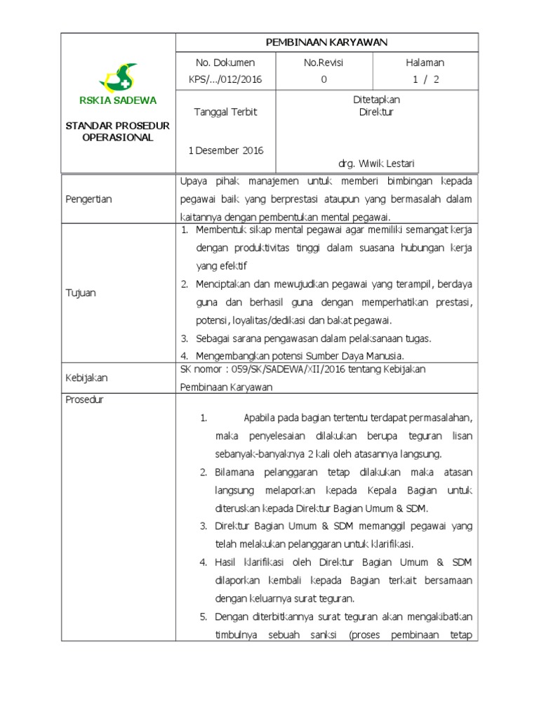 SPO Pembinaan Karyawan | PDF