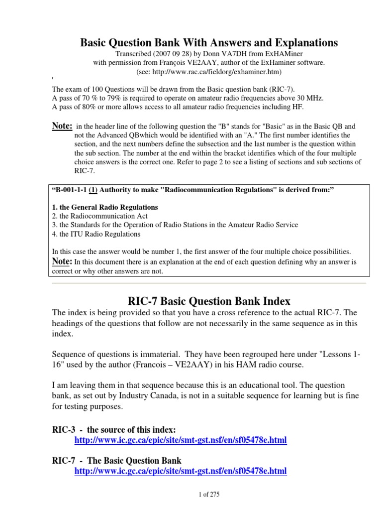 Basic Amateur Radio Question Bank | PDF | Hertz | Battery (Electricity)