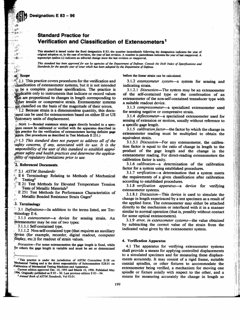 E83 ASTM Extensometer Calibration PDF | PDF