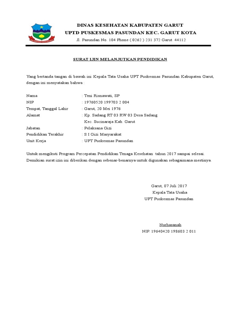 Surat Ijin Sekolah | PDF