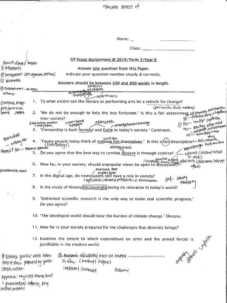 Sample GP Essay 1 (42 / 50 Score) | PDF | Educational Assessment And ...