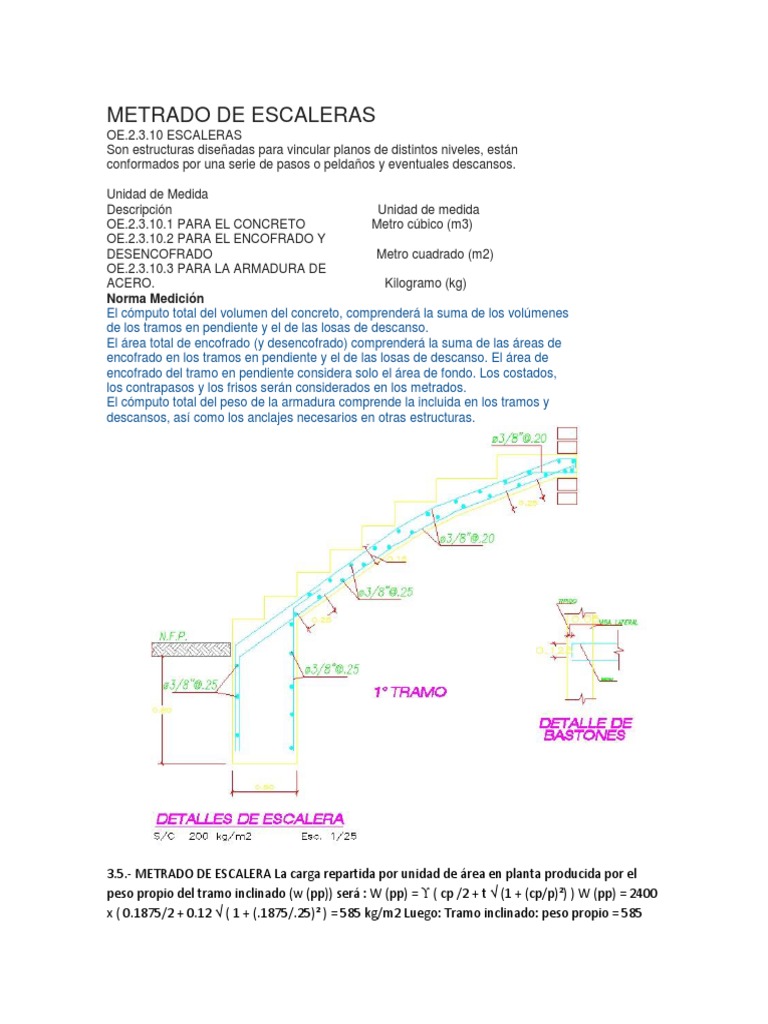Metrado y Cálculo de Cargas en Escaleras | PDF