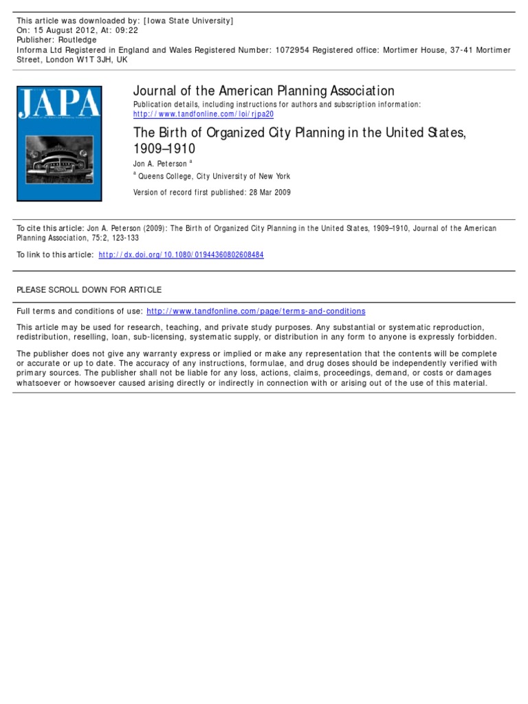 The Birth of Organized City Planning in The United States, 1909-1910 ...