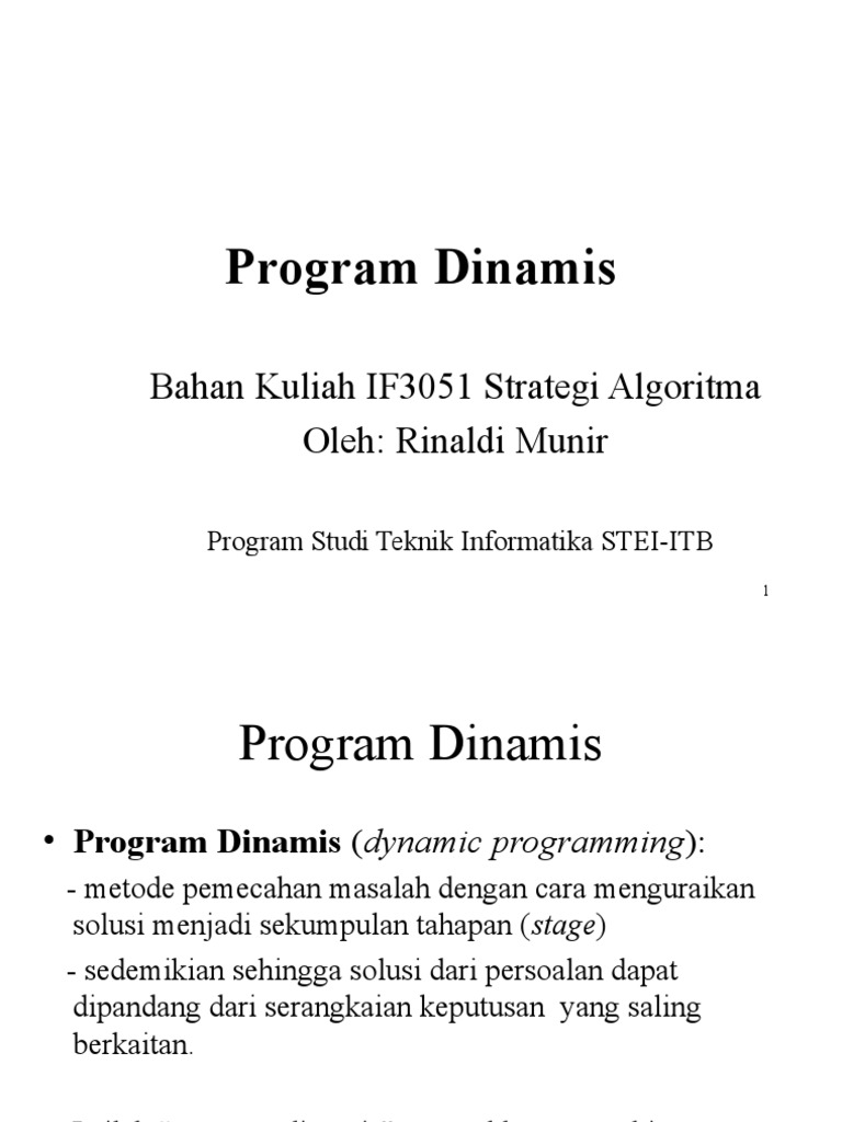 Program Dinamis | PDF | Metode & Bahan Ajar