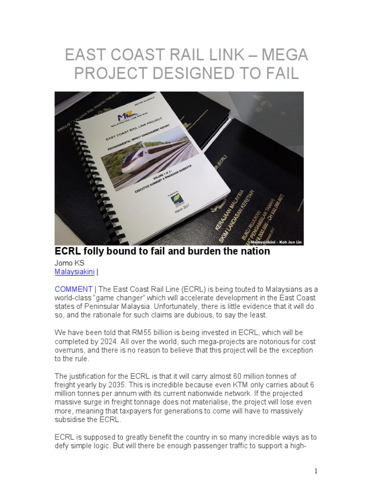 East Coast Rail Link (Ecrl) - A Mega Project Designed To Fail | PDF ...
