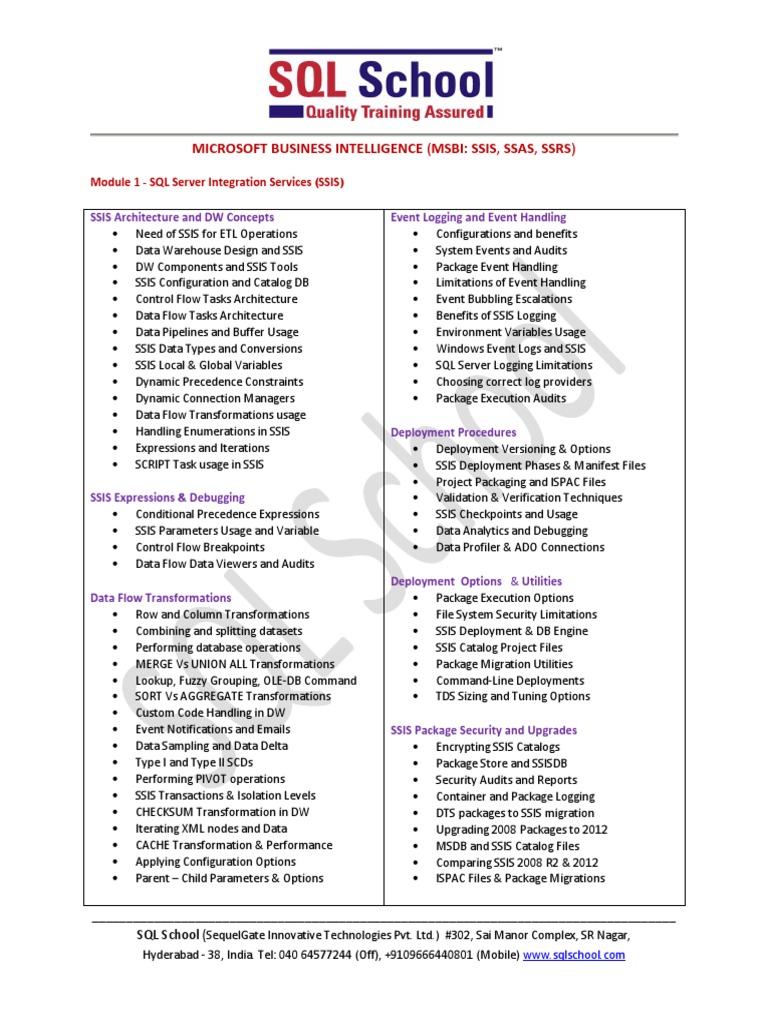 MSBI: SSIS, SSAS, SSRS Overview | PDF | Databases | Areas Of Computer Science