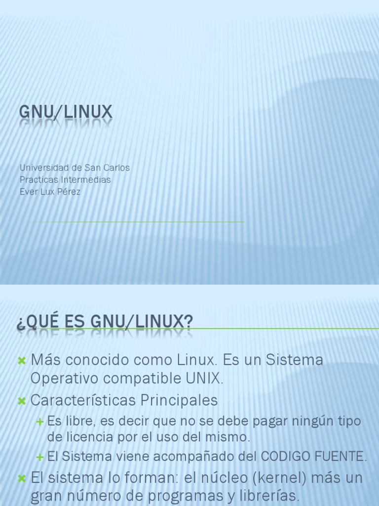 Presentacion GNU LINUX | PDF | Distribución de Linux | Equipo de oficina