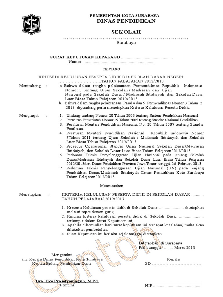 Contoh SK Lampiran SKL Revisi | PDF