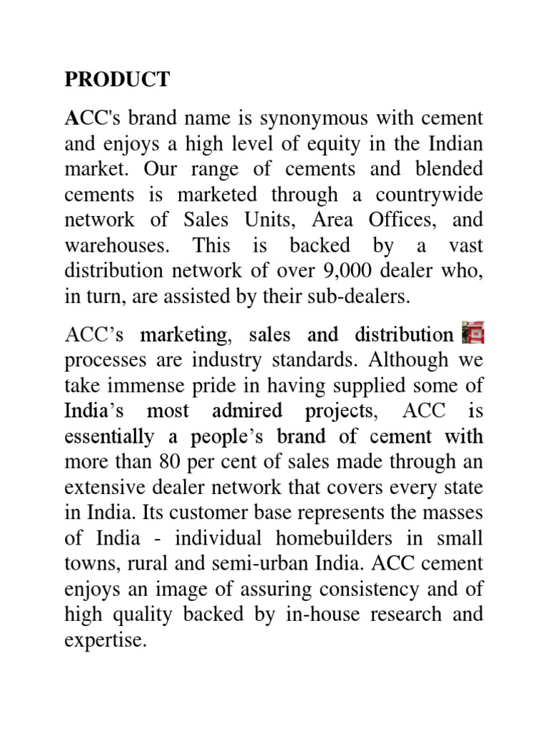 Product ACC's Brand Name Is Synonymous With Cement | PDF | Cement | Brand