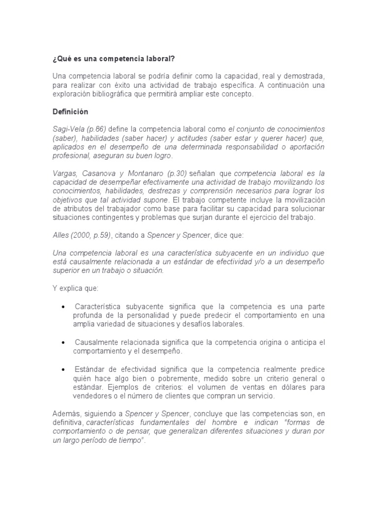 Competencias Laborales: Definición y Modelos | PDF | Evaluación ...