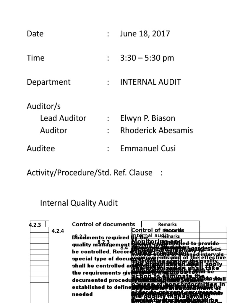 ISO 2 - Internal Quality Audit | PDF | Audit | Business