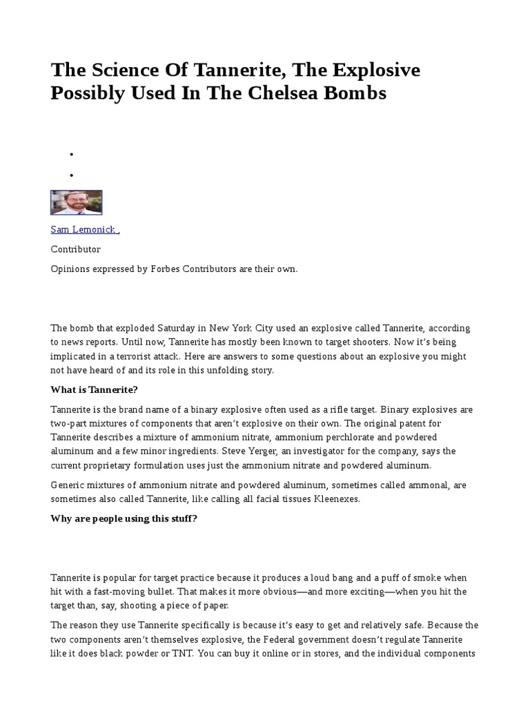 The Science of Tannerite, The Explosive Possibly Used in The Chelsea ...