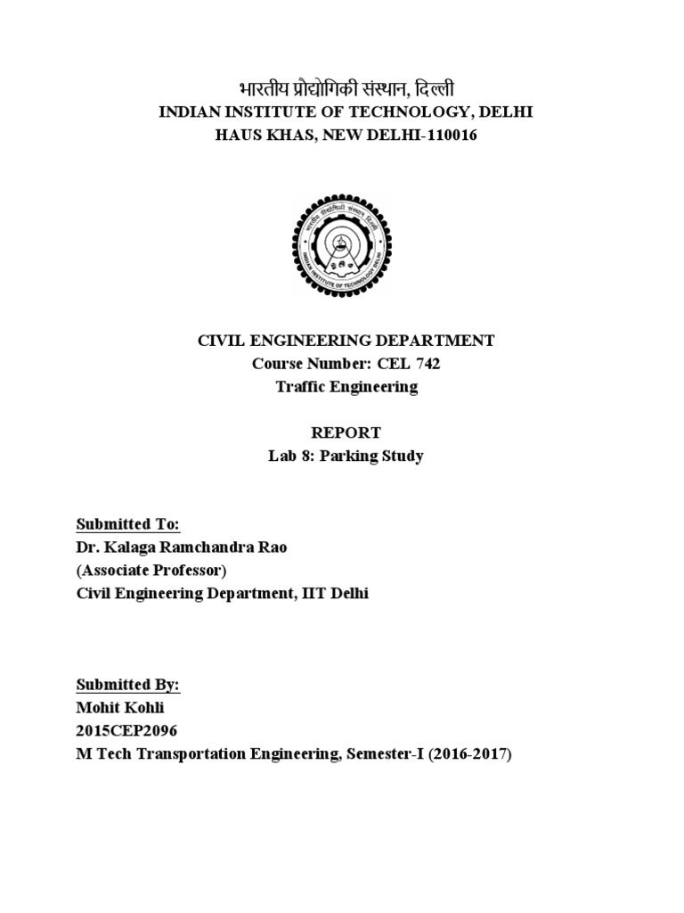 2015CEP2096 - LAB 8 Parking Study PDF | PDF | Parking | Parking Lot