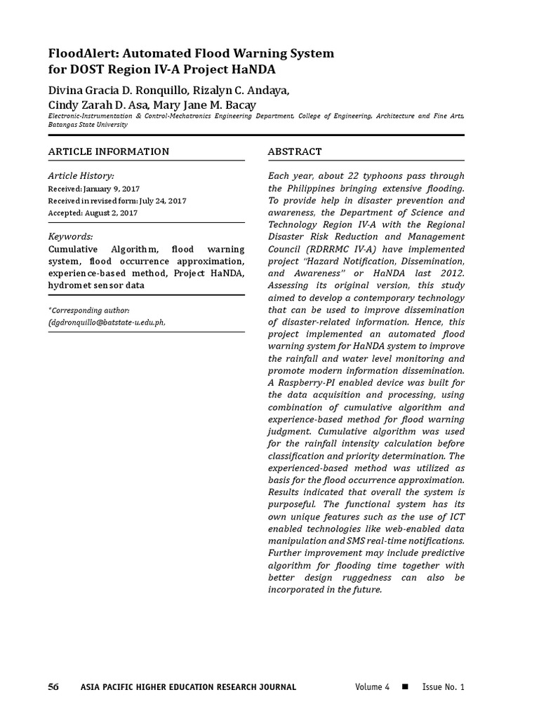 FloodAlert: Automated Flood Warning System For DOST Region IV-A Project ...