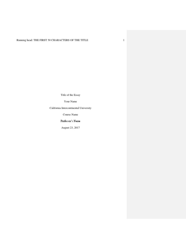 APA Essay Template | PDF | Paragraph | Written Communication