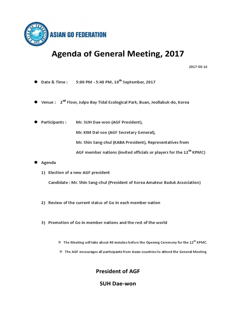2017 AGF General Meeting | PDF