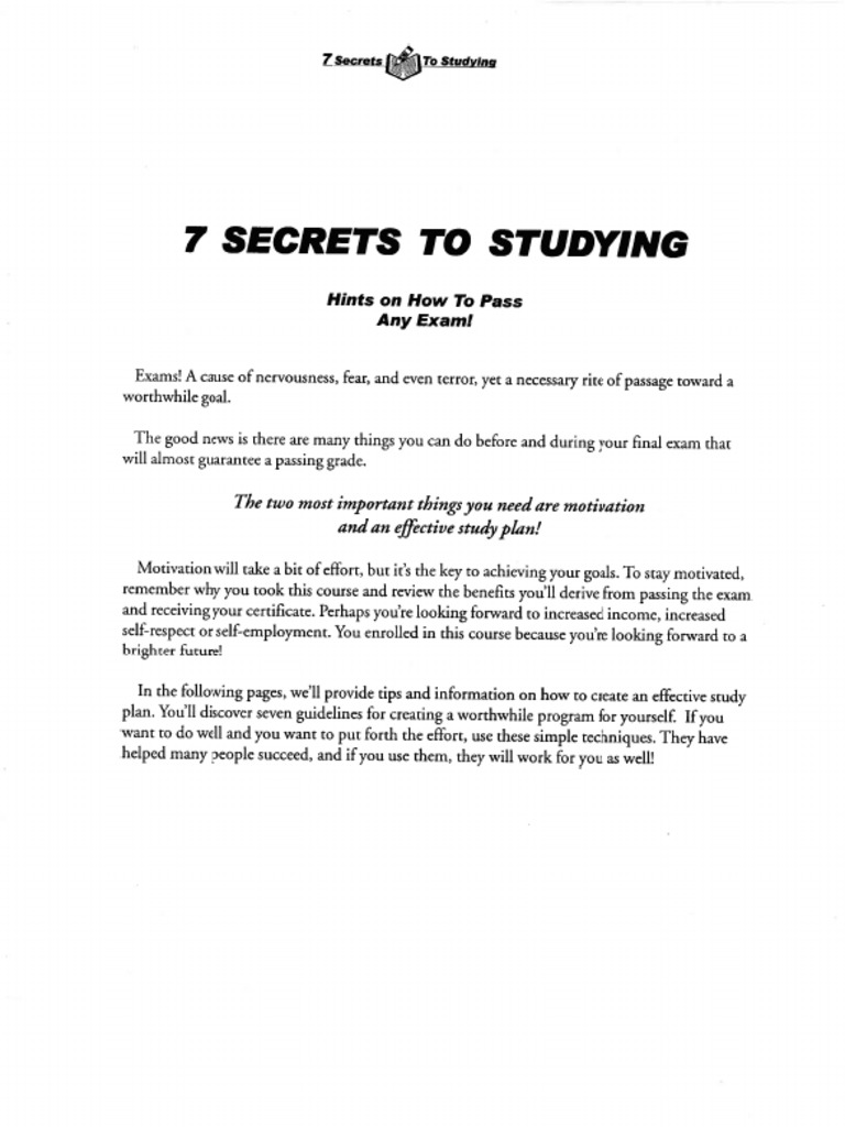 Studying Secrets PDF | PDF