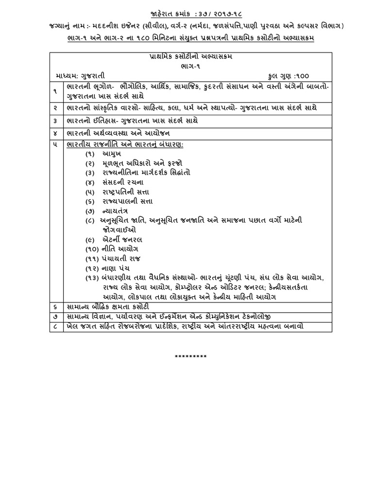 GPSC Syllabus Advt-37!17!18 | PDF