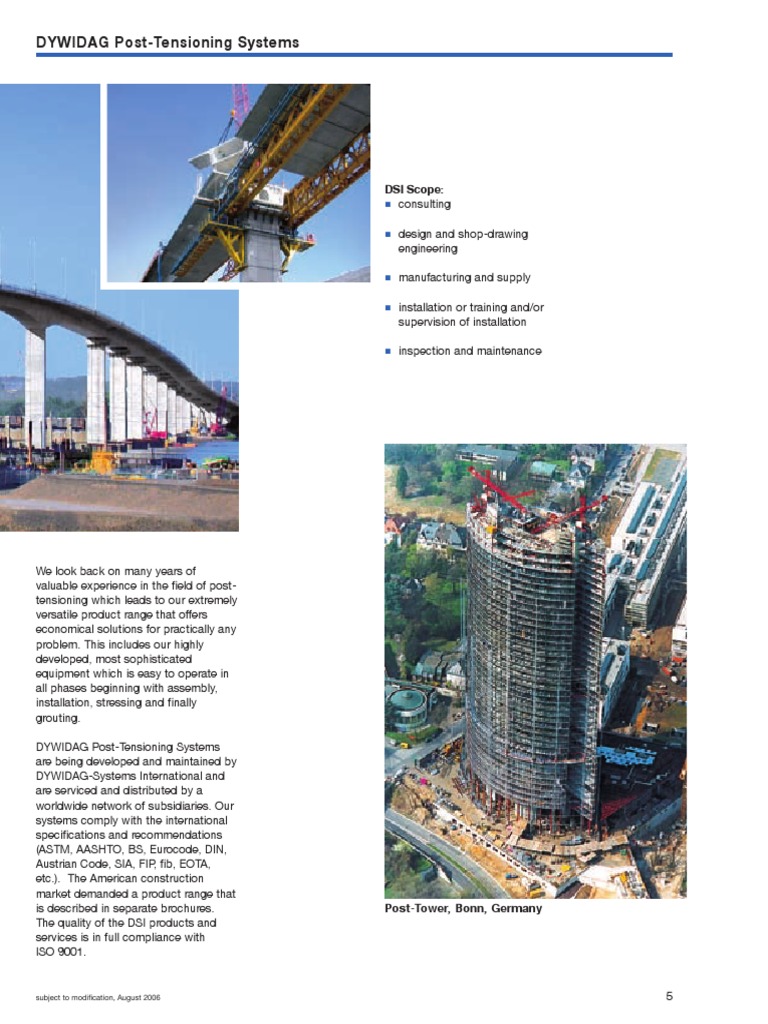 Dywidag Post Tensioning Catalogue 5 | PDF