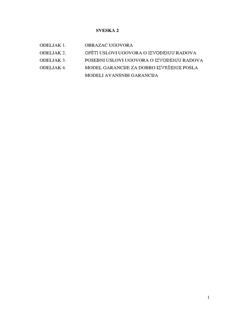 Model Ugovora, Posebni Uslovi, Garancije SVESKA 2 | PDF