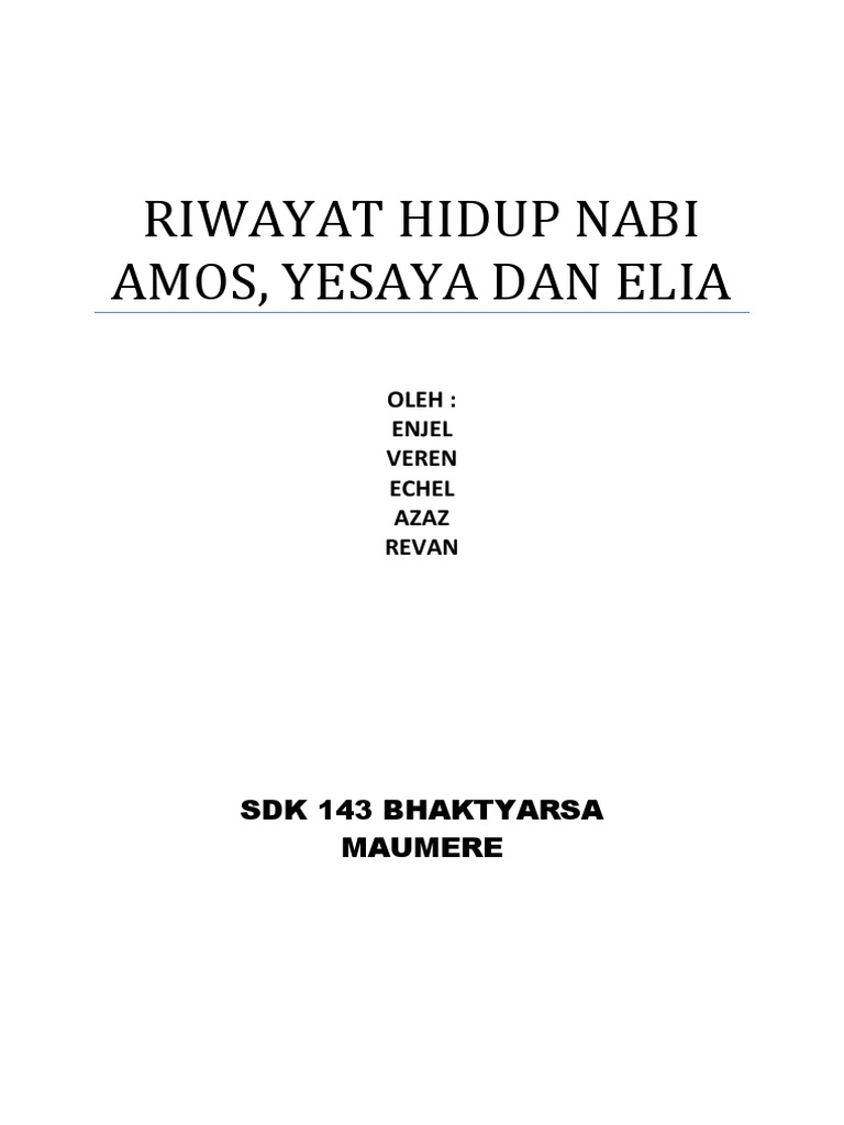 Kisah Nabi Elia dalam Alkitab | PDF