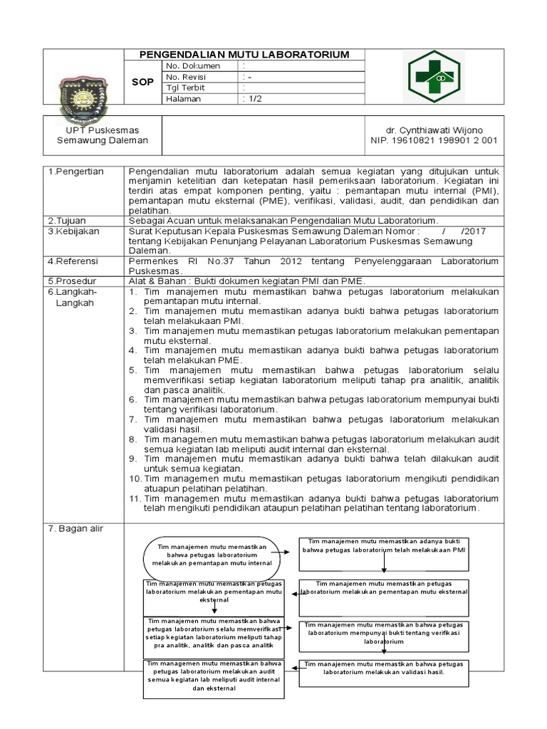 SOP Mutu Laboratorium | PDF