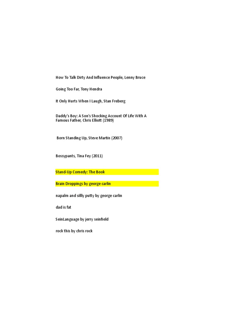 Comedy Books and Stand-Up Insights | PDF