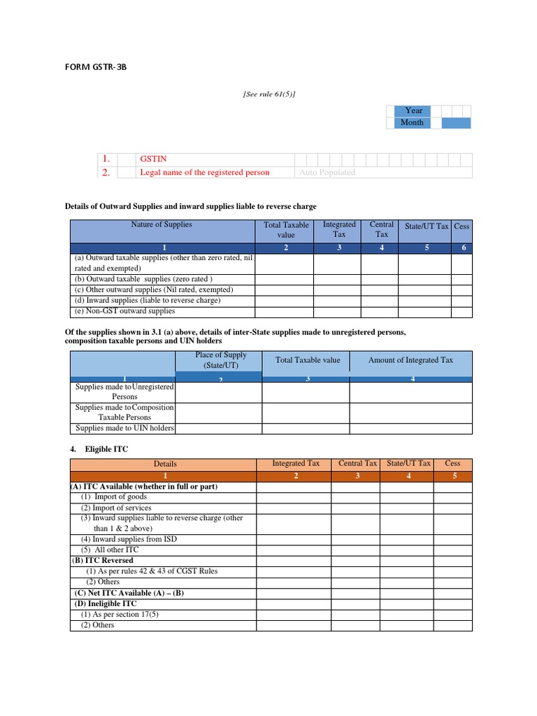 Form GSTR 3b | PDF | Invoice | Taxes