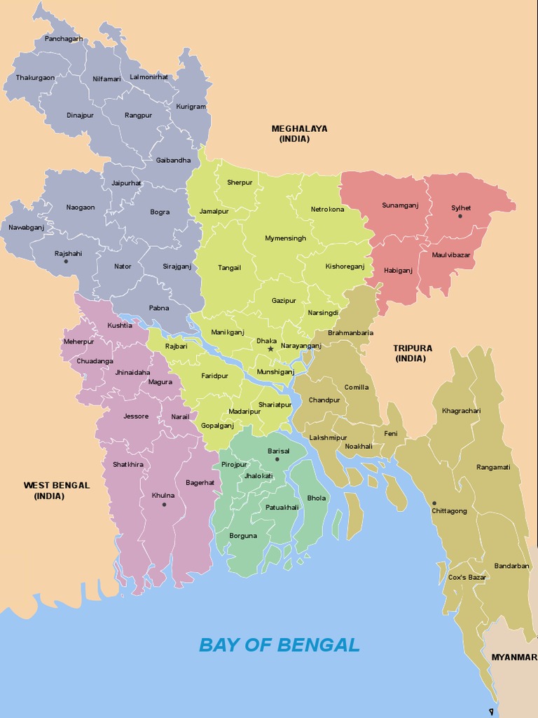 Bangladesh Districts Map | PDF | Bengal | Bangladesh