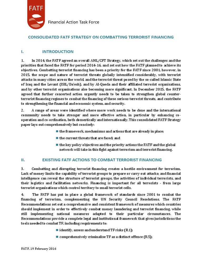 FATF Terrorist Financing Strategy | PDF | Financial Action Task Force ...
