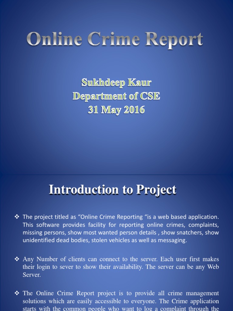 Crime Report Management System | Web Application | Server (Computing ...