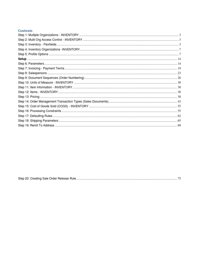 Order Management Setup Steps (Oracle R12) | PDF | Receipt | Invoice