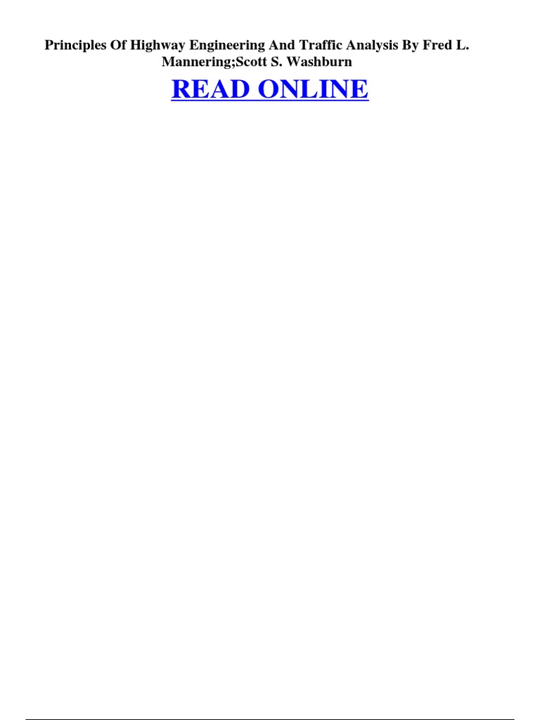 Principles Of Highway Engineering And Traffic Analysis By Fred L