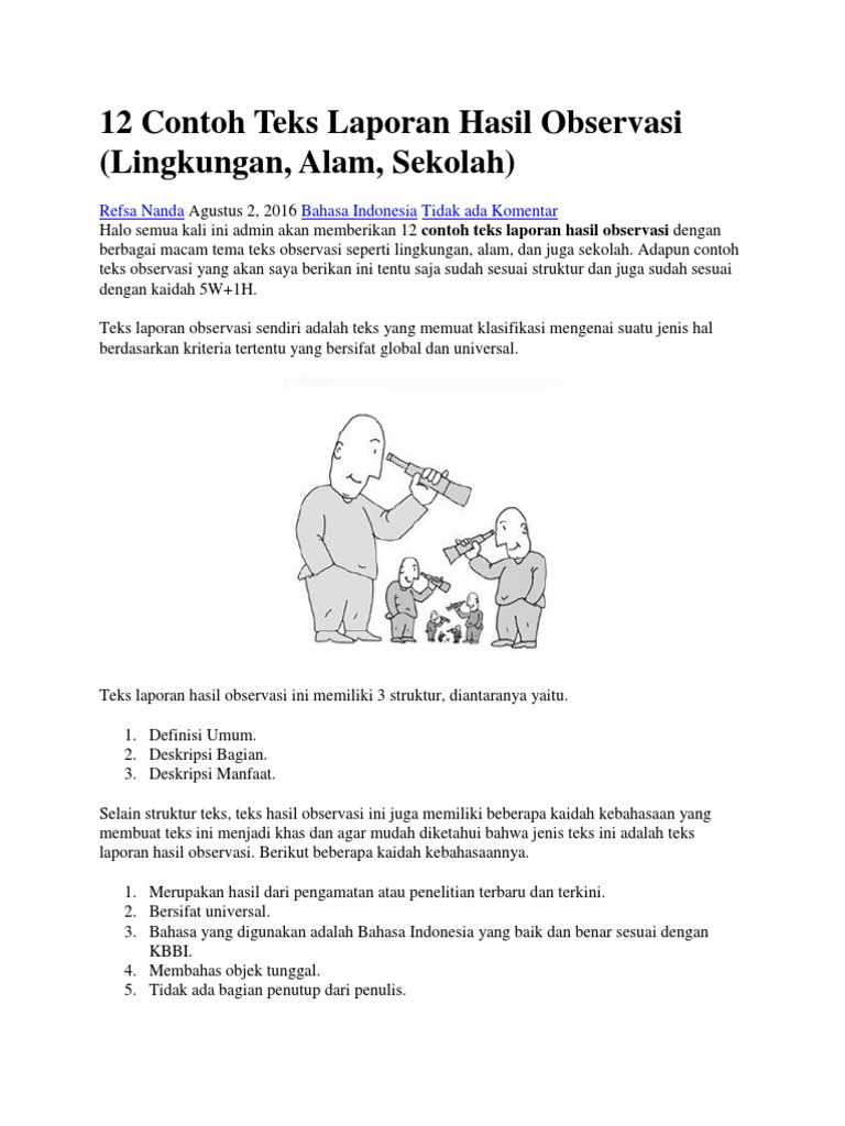 Contoh Teks Laporan Hasil Observasi | PDF