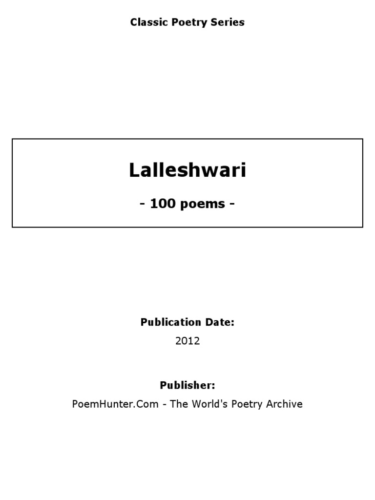Lalleshwari Poems | PDF | Religious Behaviour And Experience ...