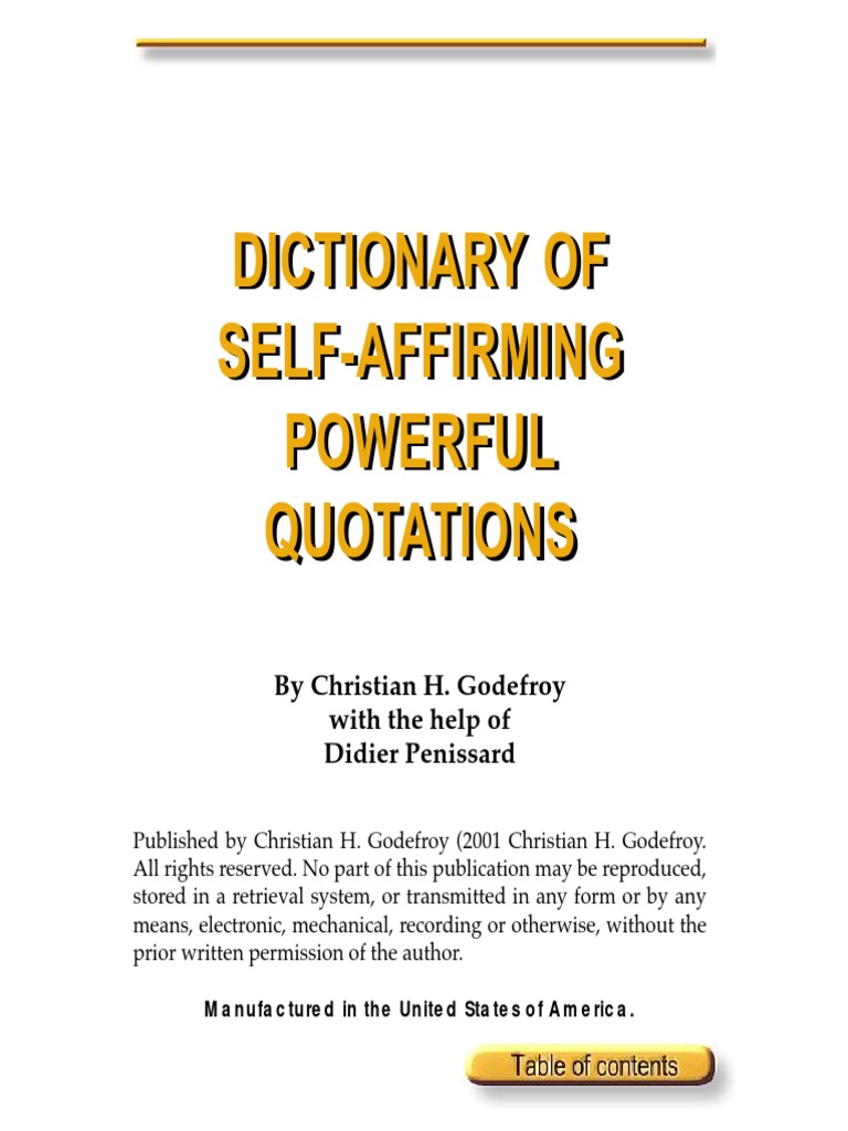 Dictionary of Self Affirming Powerful Quotations PDF | PDF