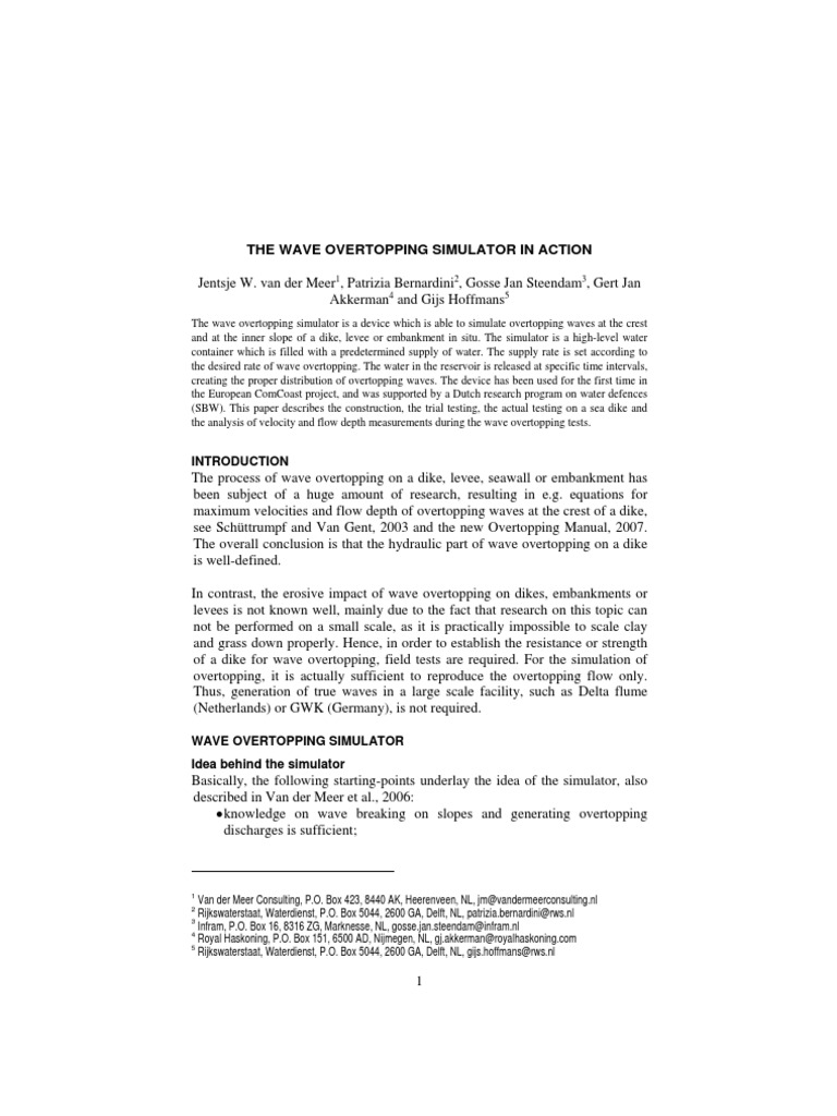 Wave Overtopping Simulator Overview | PDF | Levee | Litre
