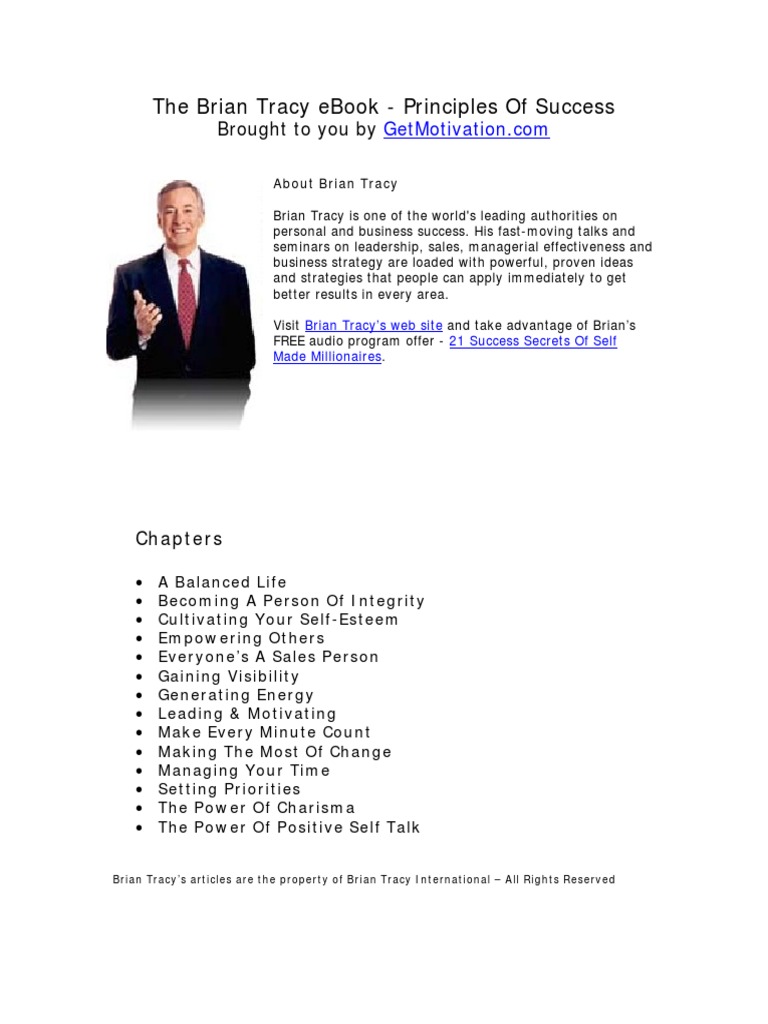 Brian Tracy Principles Of Success Pdf Pdf Integrity Self Esteem