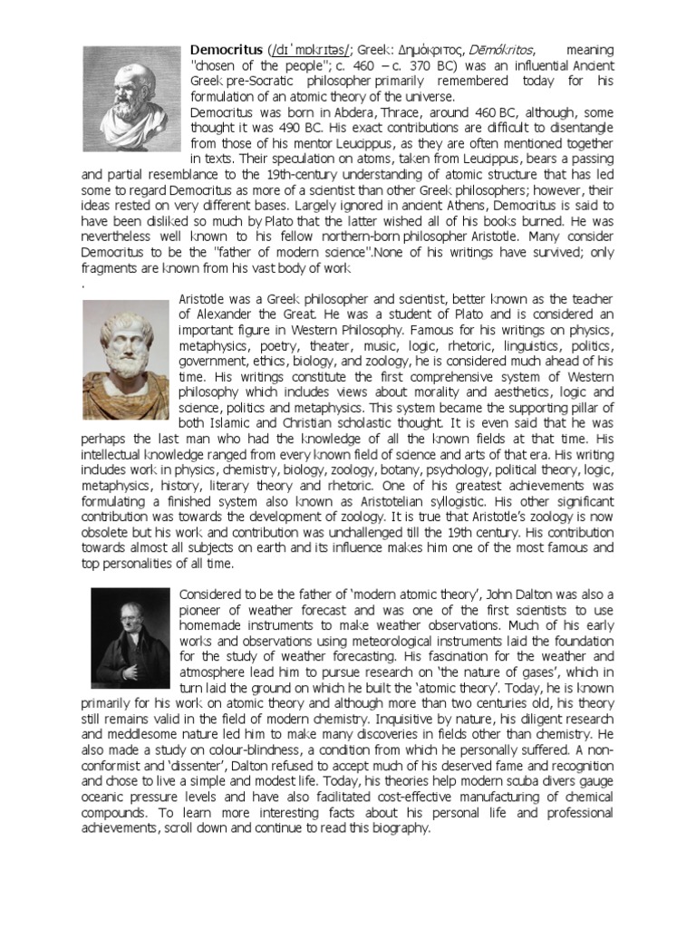 Democritus | PDF | Atoms | Science