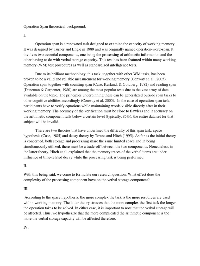 Operation Span Background | PDF | Working Memory | Memory
