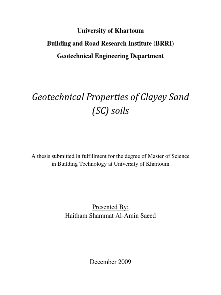 Geotechnical Properties of Clayey Sand | PDF | Clay Minerals | Soil